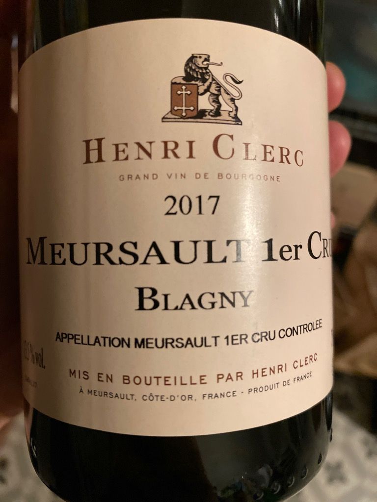 2017 Domaine Henri Clerc & Fils Blagny 1er Cru La Pièce Sous-le-Dos d ...