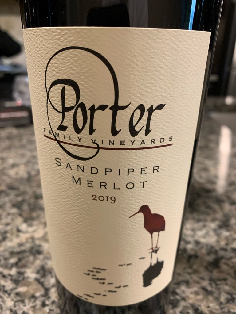 2019 Porter Family Vineyards Merlot Sandpiper, USA, California, Napa ...