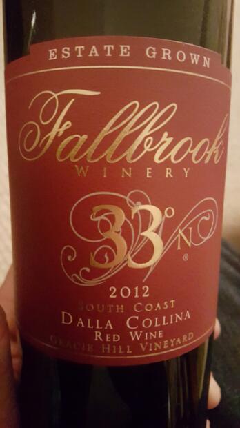 2012 Fallbrook Winery 33° N 'Dalla Collina', USA, California, South ...
