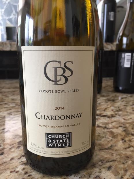 2014 Church & State Wines Chardonnay Coyote Bowl Vineyard, Canada ...