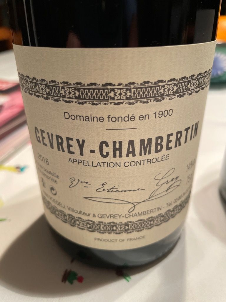 2018 Alain Voegeli Gevrey-Chambertin, France, Burgundy, Côte de Nuits ...