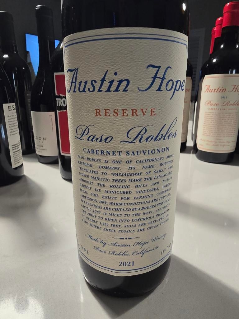 2021 Austin Hope Cabernet Sauvignon Reserve, USA, California, Central ...