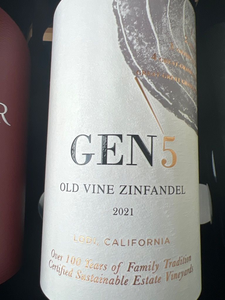 2020 Gen5 Old Vine Zinfandel, USA, California, Central Valley, Lodi ...