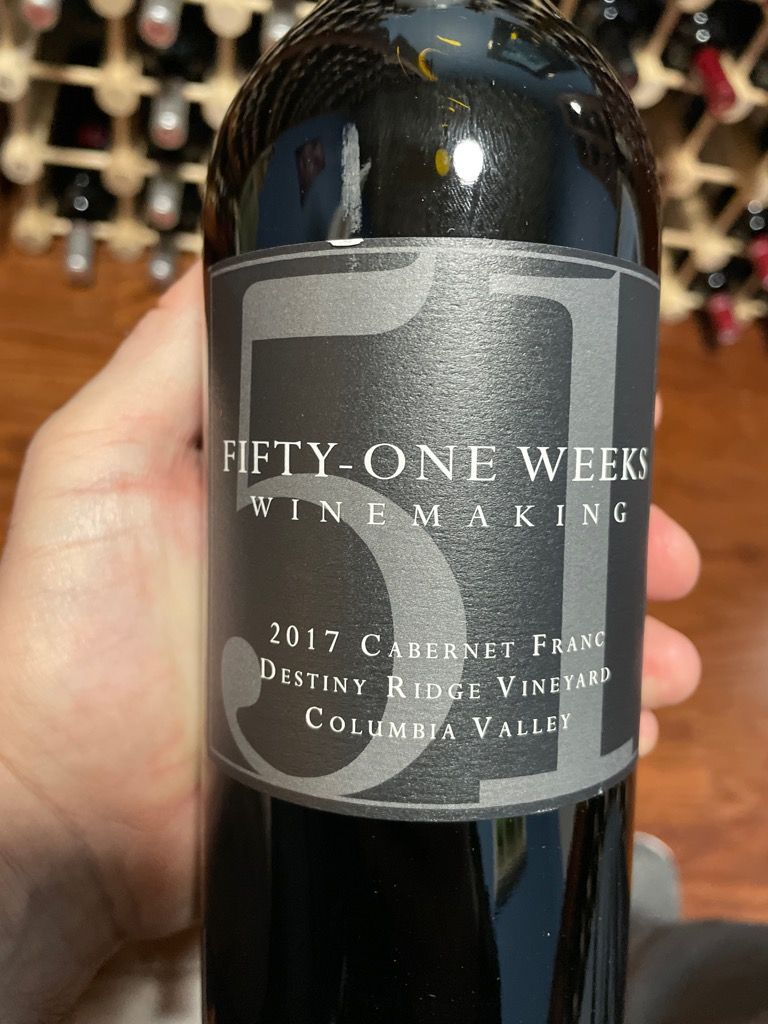 2017 51 Weeks Winemaking Cabernet Franc Destiny Ridge Vineyard, USA, Washington, Columbia Valley ...