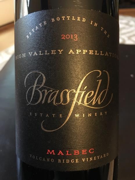 2013 Brassfield Estate Winery Malbec Volcano Ridge, USA, California ...