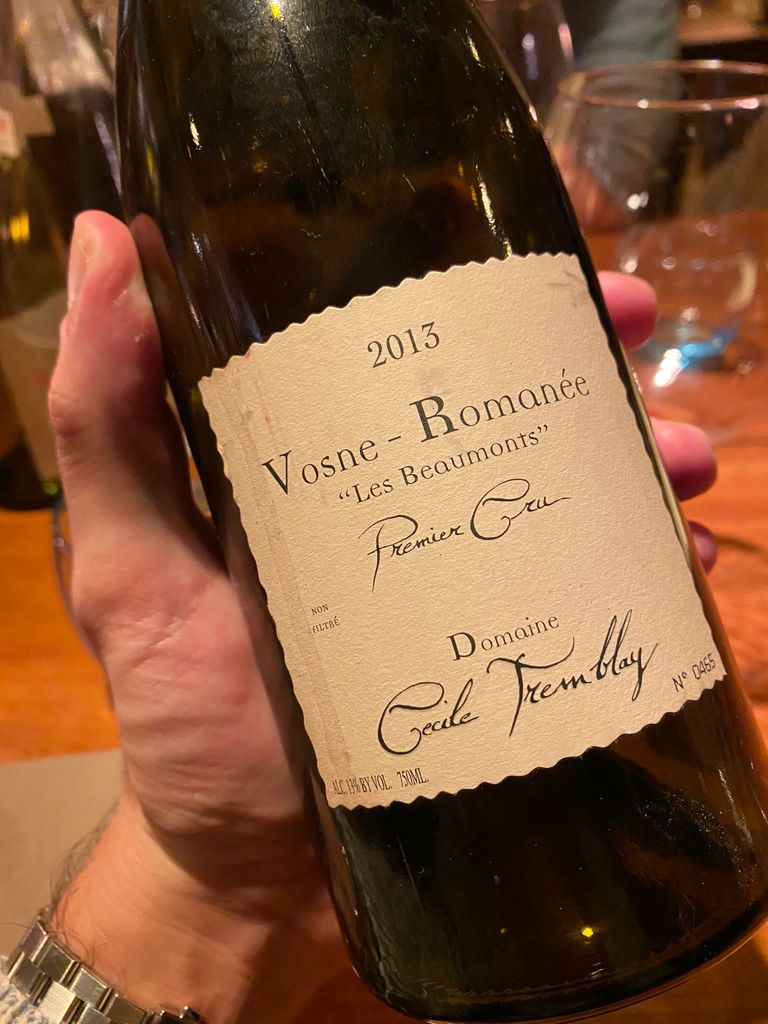 2013 Cecile Tremblay Vosne-Romanée 1er Cru Les Beaumonts, France ...