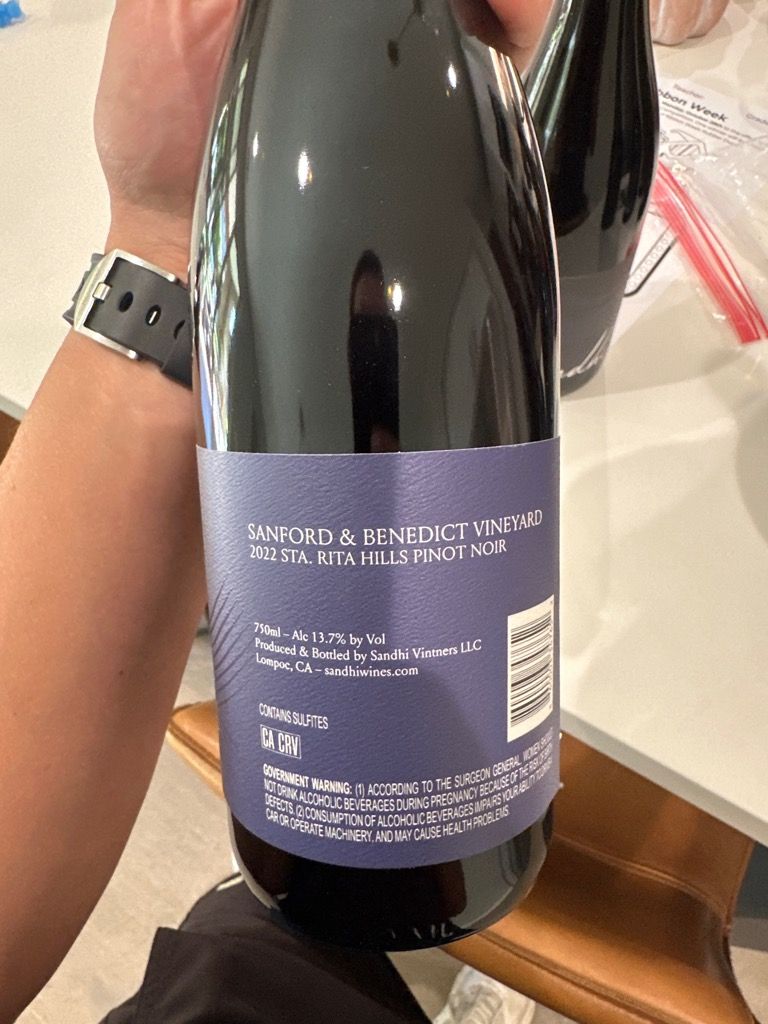 2022 Sandhi Wines Pinot Noir Sanford & Benedict Vineyard, USA ...