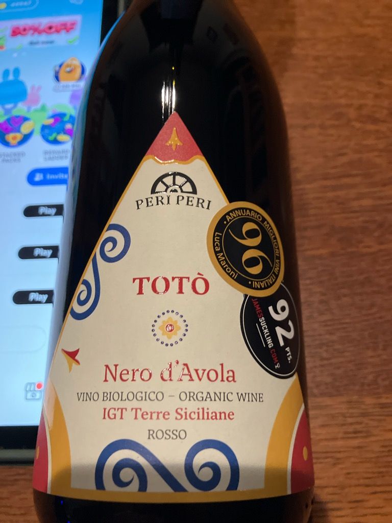 2022 Peri Peri Nero d'Avola Toto, Italy, Sicily, Sicilia - CellarTracker