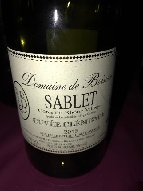 2015 Domaine de Boissan Côtes du Rhône Villages Sablet Cuvée Clémence ...