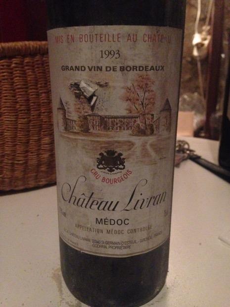 1993 Château Livran, France, Bordeaux, Médoc - CellarTracker