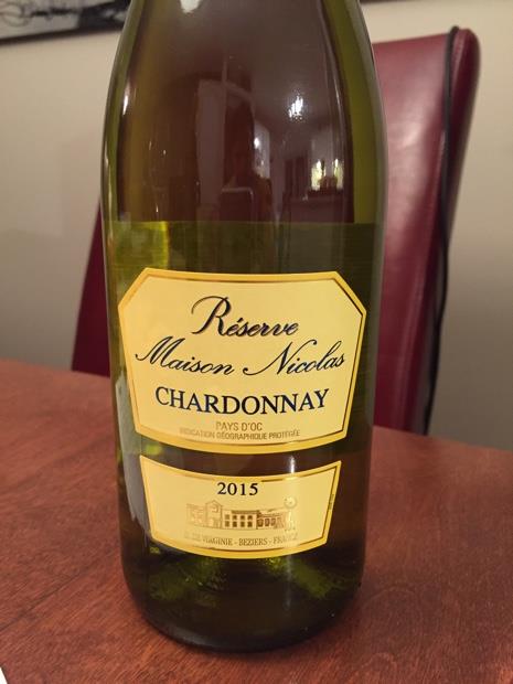 2015 Maison Nicolas Chardonnay Vin de Pays d'Oc Reserve, France ...