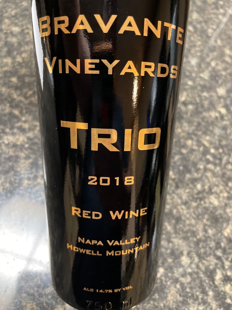 2019 Bravante Vineyards Trio, USA, California, Napa Valley, Howell ...
