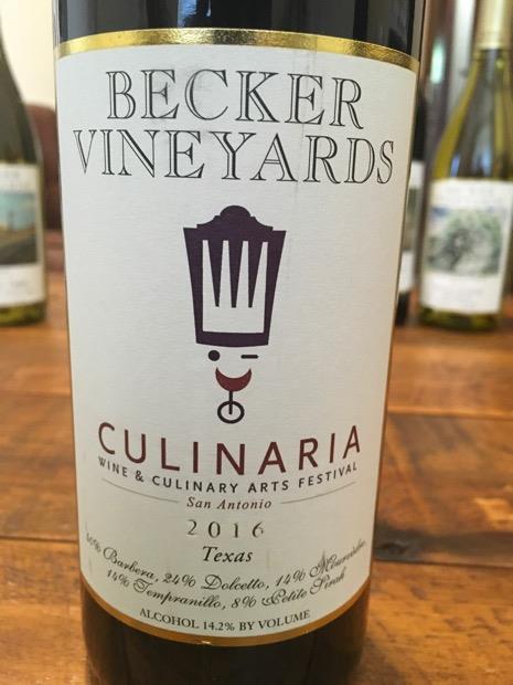 2016 Becker Vineyards Culinaria, USA, Texas, Texas High Plains ...