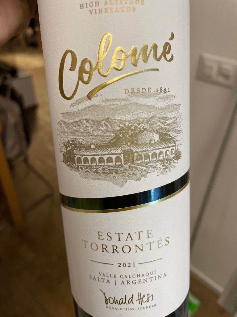 2021 Bodega Colomé Torrontés, Argentina, Valles Calchaquíes, Salta ...