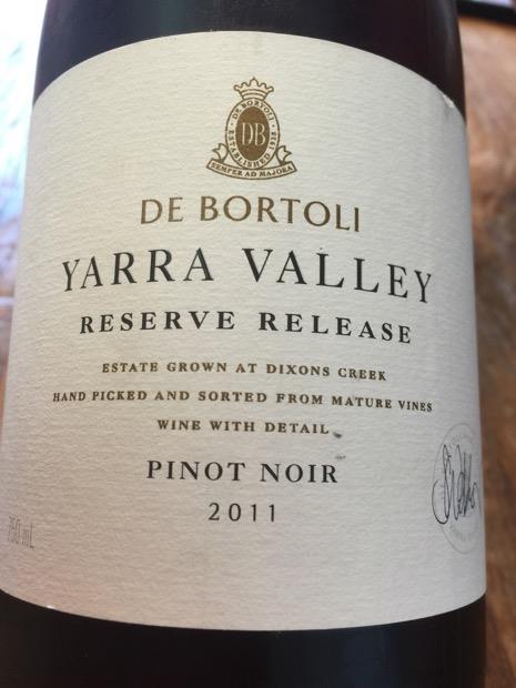 2011 De Bortoli Pinot Noir Reserve Release, Australia, Victoria, Port Phillip, Yarra Valley ...
