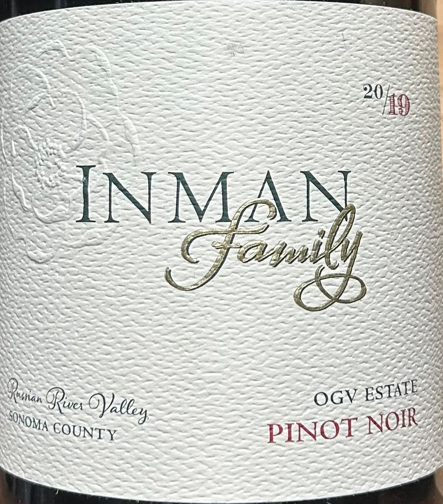 2019 Inman Family Pinot Noir OGV Estate, USA, California, Sonoma County ...