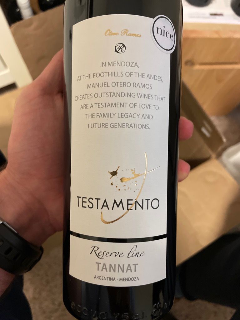 2022 Testamento Tannat Reserve Line, Argentina, Mendoza, Lujan de Cuyo ...
