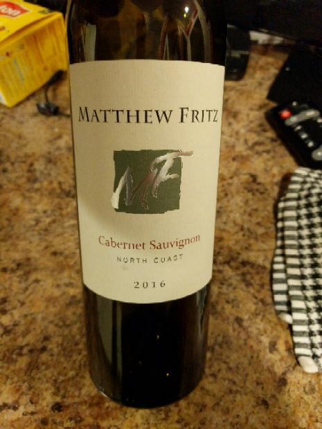 2016 Matthew Fritz Cabernet Sauvignon, USA, California, North Coast ...
