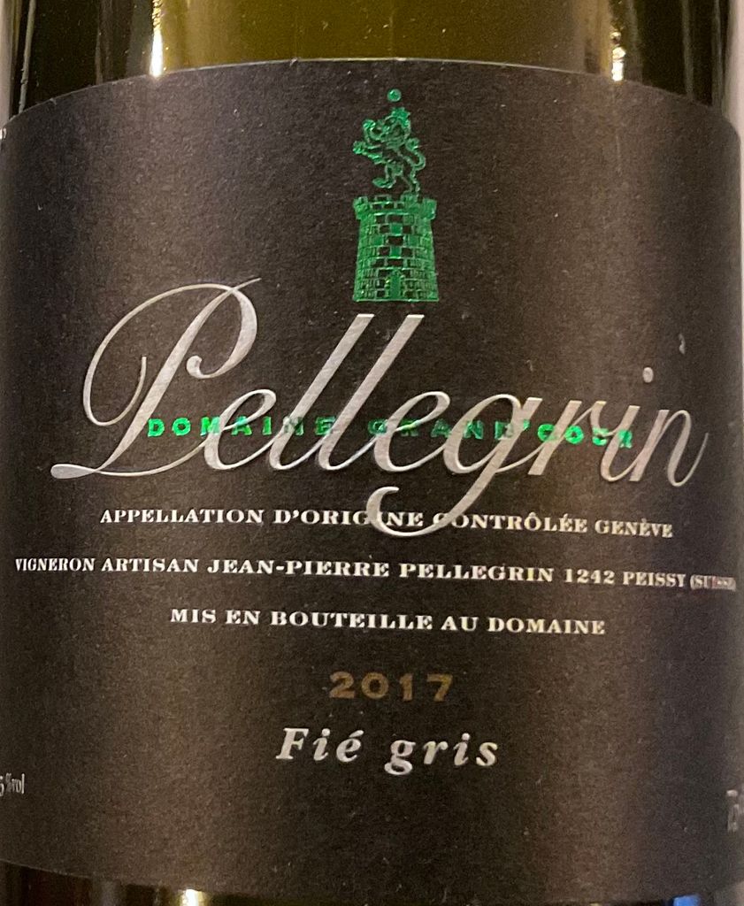 2017 Jean-Pierre Pellegrin Sauvignon Gris, Switzerland, Genève, Peissy ...