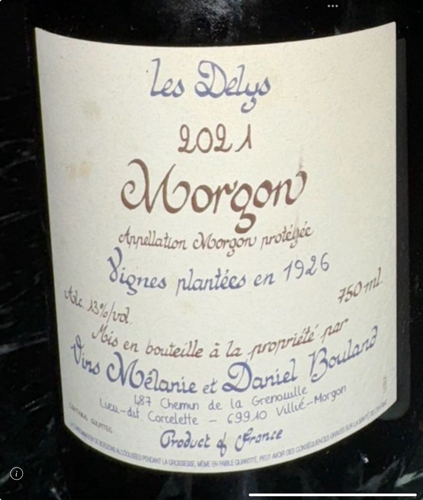 2020 Daniel Bouland Morgon Les Délys Vieilles Vignes, France, Burgundy, Beaujolais, Morgon ...