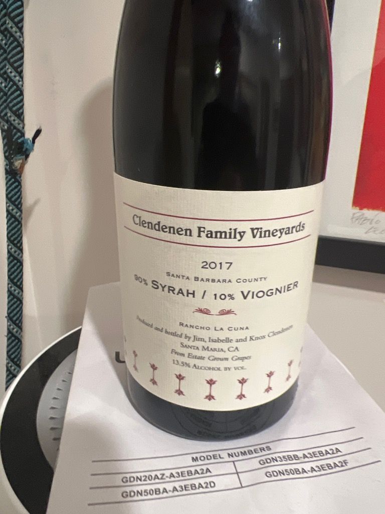 2017 Clendenen Family Vineyards Syrah / Viognier Rancho La Cuna, USA ...