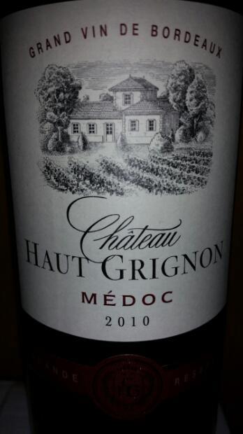 2010 Château Haut-Grignon Grande Réserve, France, Bordeaux, Médoc ...