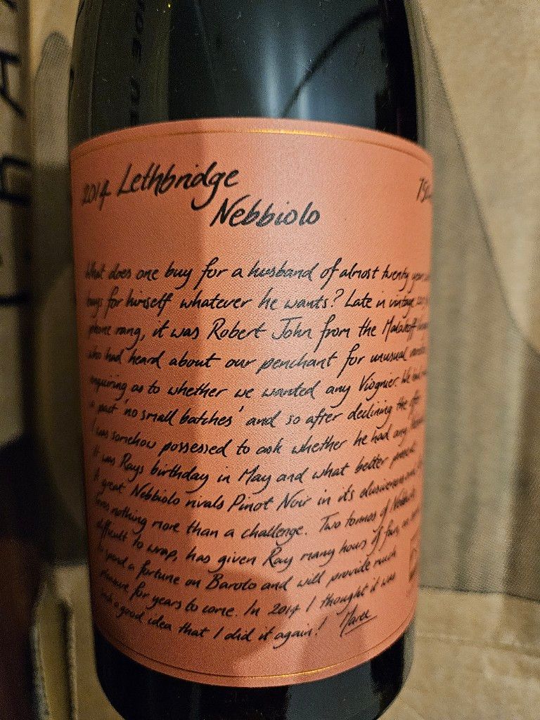 2014 Lethbridge Wines Nebbiolo, Australia, Victoria, Western Victoria ...