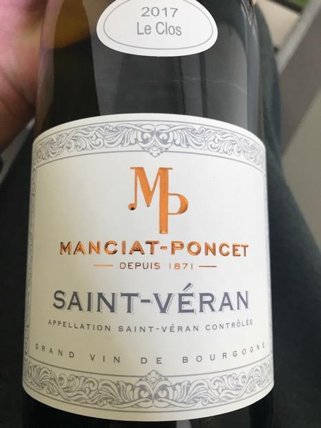 2017 Domaine Manciat-Poncet Saint Véran Le Clos, France, Burgundy ...