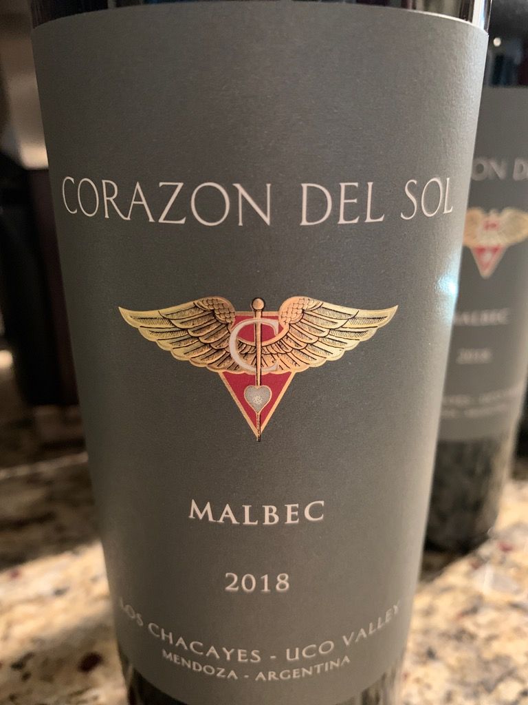 2019 Corazon del Sol Malbec, Argentina, Mendoza, Valle de Uco ...