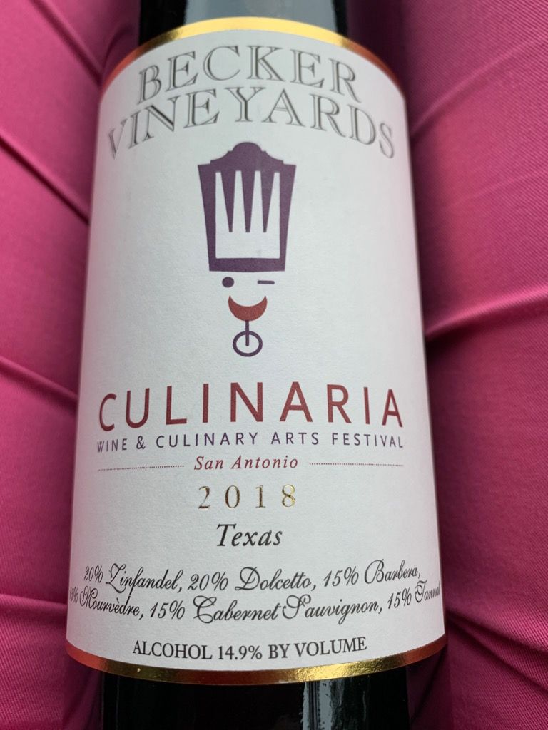 2019 Becker Vineyards Culinaria, USA, Texas, Texas High Plains ...