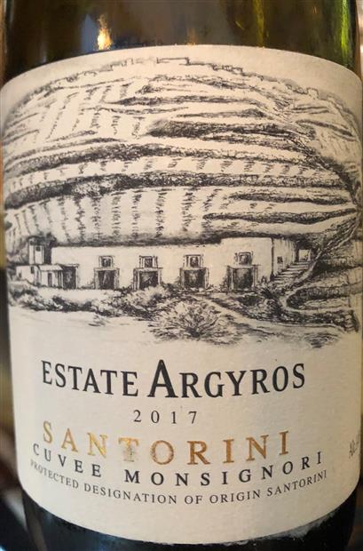 2017 Argyros Assyrtiko Cuvée Monsignori, Greece, Aegean, Cyclades ...
