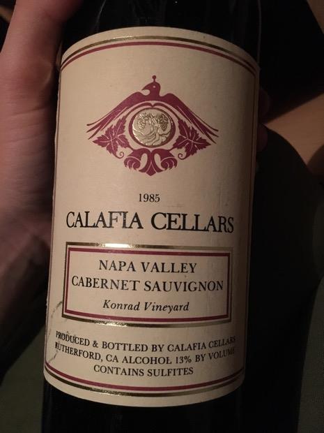 1985 Calafia Cabernet Sauvignon Reserve Konrad Vineyard, USA ...