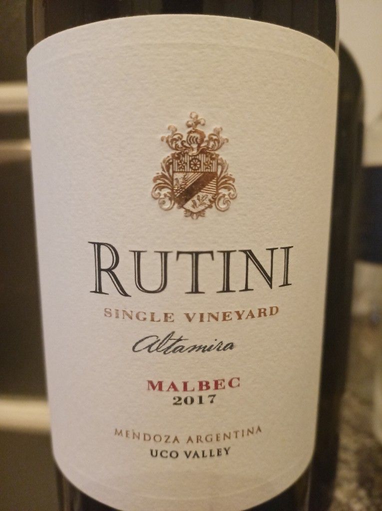 2017 Rutini Malbec Single Vineyard Altamira, Argentina, Mendoza, Valle ...
