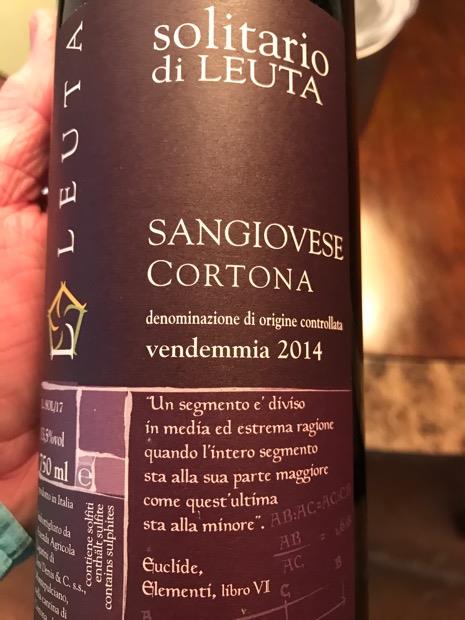 2014 Leuta Sangiovese Cortona Solitario di Leuta, Italy, Tuscany ...