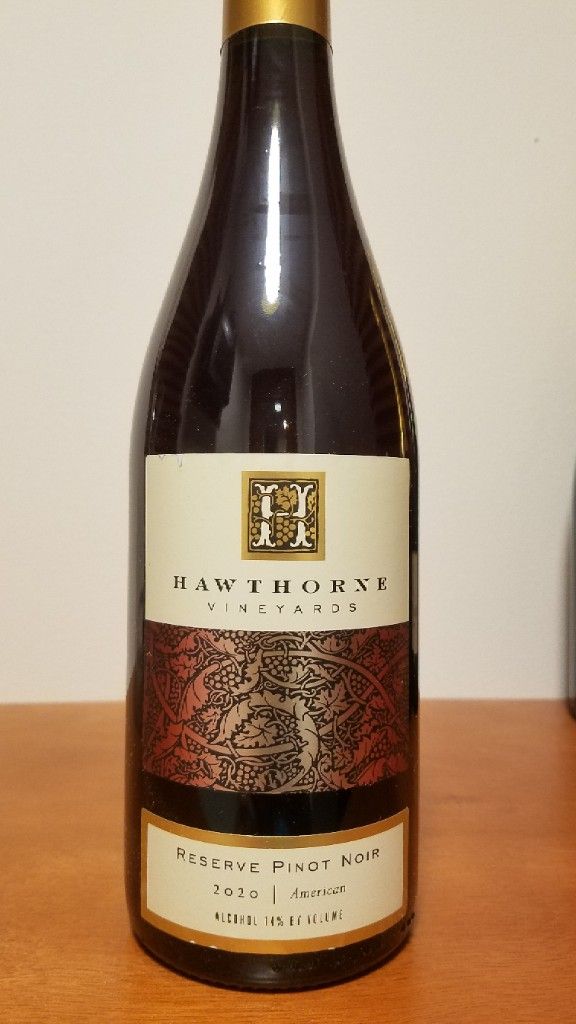 2020 Hawthorne Vineyards Pinot Noir Reserve, USA, American - CellarTracker