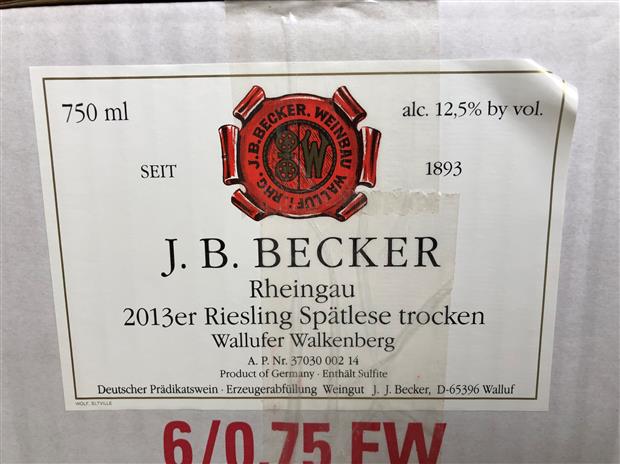 2013 J.B. Becker Wallufer Walkenberg Riesling Spätlese trocken, Germany ...