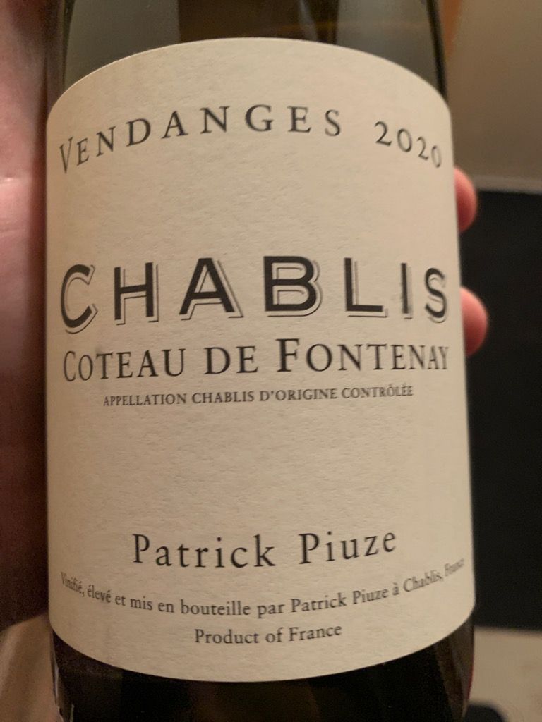 2020 Patrick Piuze Chablis Coteau de Fontenay, France, Burgundy ...