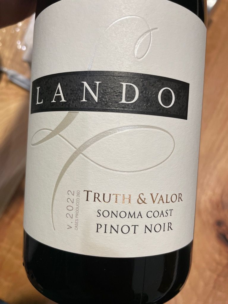 2022 Lando Wines Pinot Noir Truth And Valor Sonoma Coast USA 2022 Lando Wines Pinot Noir Truth And Valor Sonoma Coast USA