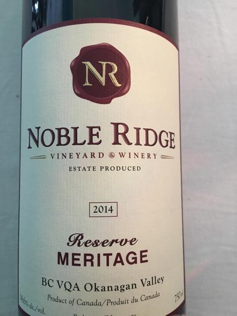 2014 Noble Ridge Meritage Reserve, Canada, British Columbia, Okanagan ...