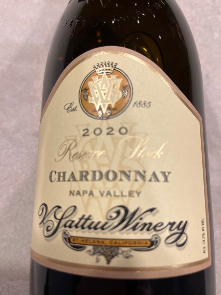 2020 V. Sattui Winery Chardonnay Reserve Stock, USA, California, Napa ...