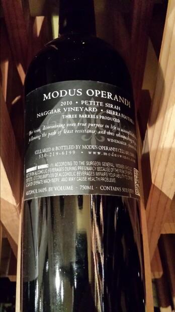 2010 Modus Operandi Cellars Petite Sirah Naggier Vineyard, USA ...