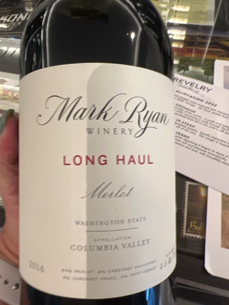 2016 Mark Ryan Merlot Long Haul, USA, Washington, Columbia Valley, Red ...