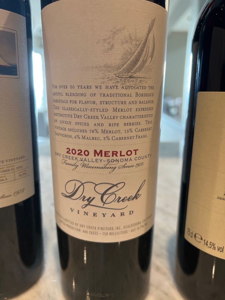 2020 Dry Creek Vineyard Merlot Dry Creek Valley, USA, California ...
