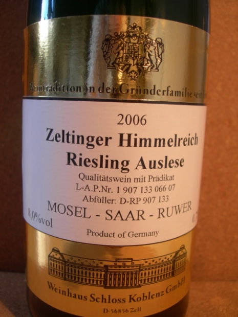 2006 Weinhaus Schloss Koblenz GmbH Zeltinger Himmelreich Riesling ...