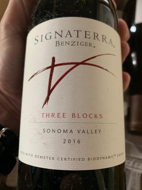 2016 Signaterra / Benziger Three Blocks, USA, California, Sonoma County ...
