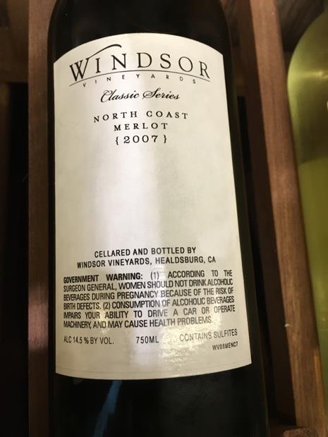 2006 Windsor Vineyards Merlot Classic Series Mendocino County, USA ...