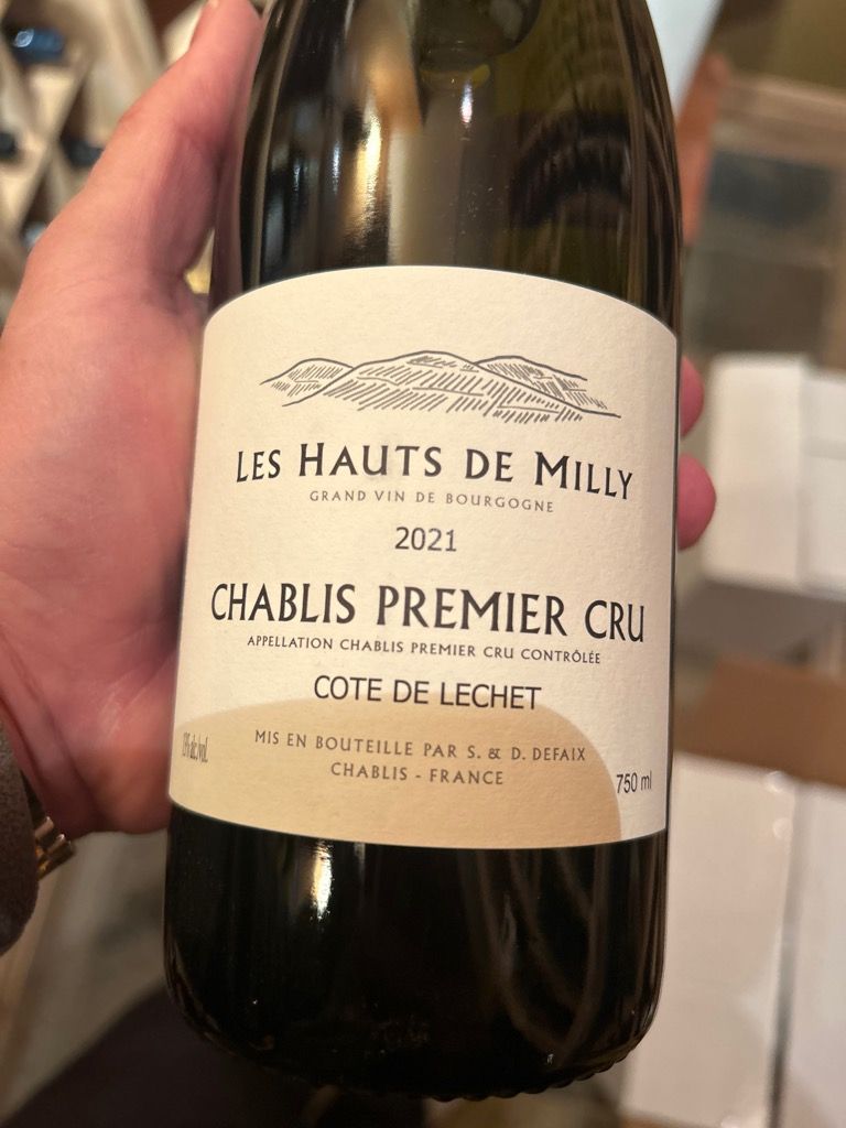 2022 Sylvain et Didier Defaix Chablis 1er Cru Côte de Léchet Les Hauts ...