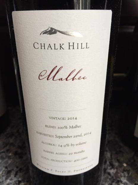 2014 Chalk Hill Malbec, USA, California, Sonoma County, Chalk Hill - CellarTracker