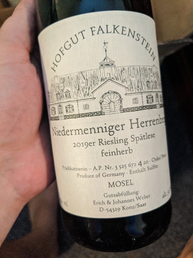 2019 Hofgut Falkenstein Niedermenniger Herrenberg Riesling Spätlese ...