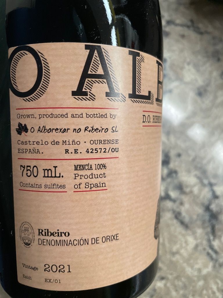 2021 O Alborexar Ribeiro, Spain, Galicia, Ribeiro - CellarTracker